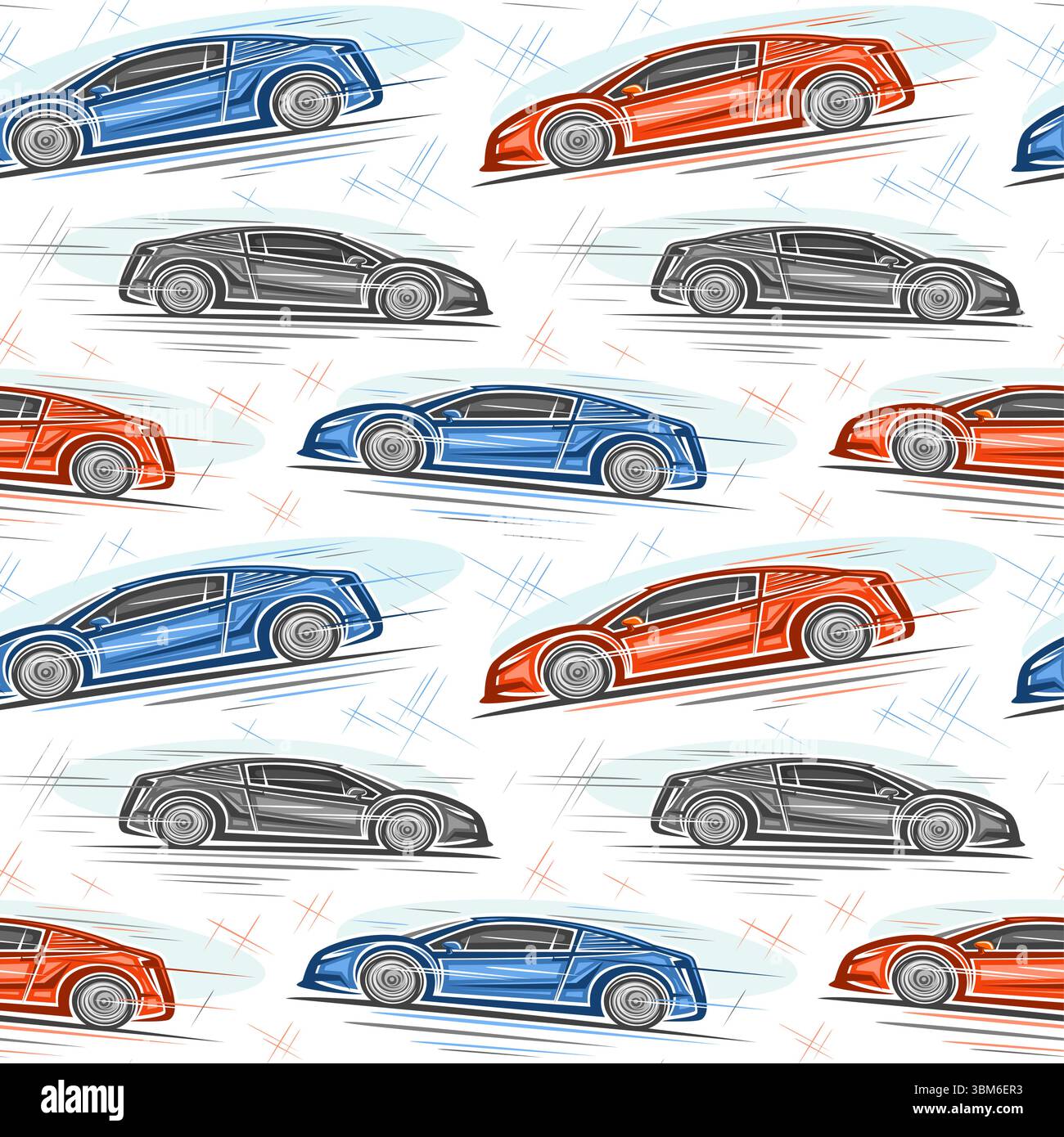 Vector Supercars seamless pattern, decorative automotive background ...