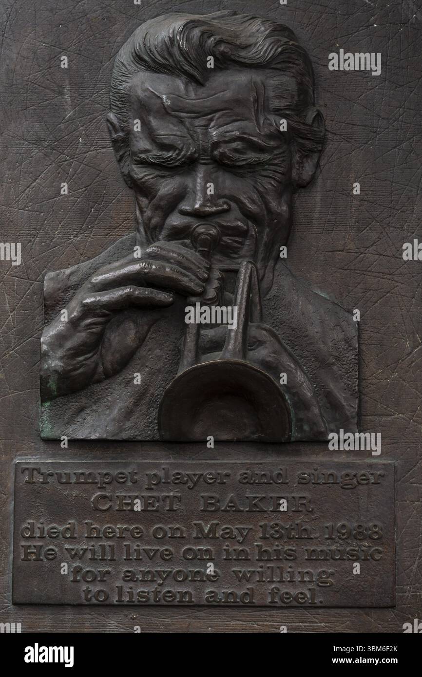 Memorial plaque to Chet Baker, at the place where he died, Prins ...