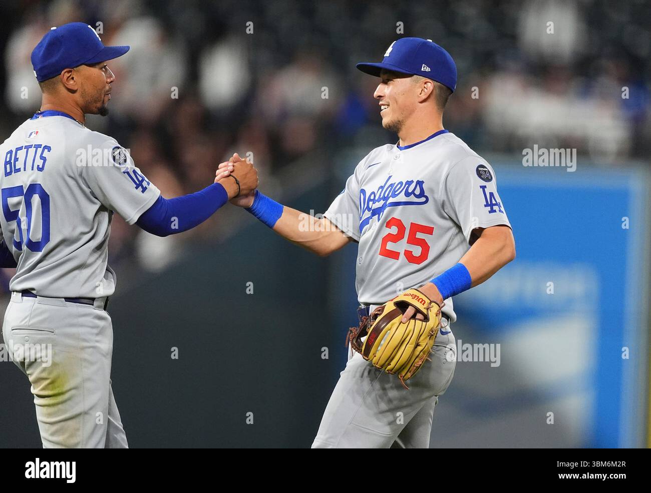 Los Angeles Dodgers shortstop Mookie Betts, left, and second baseman ...