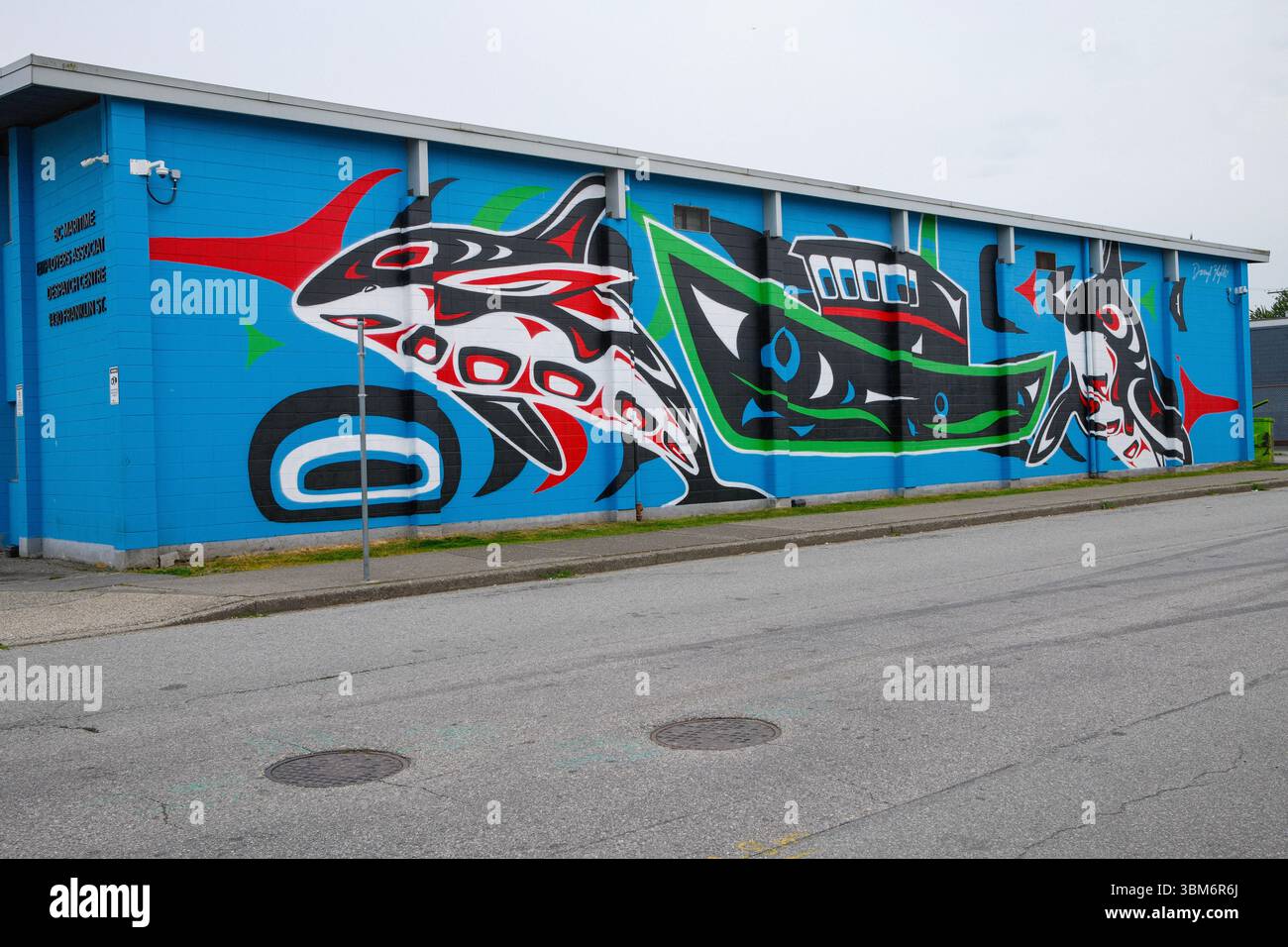A First Nations mural alongside the BC Maritimes Dispatch Centre in ...