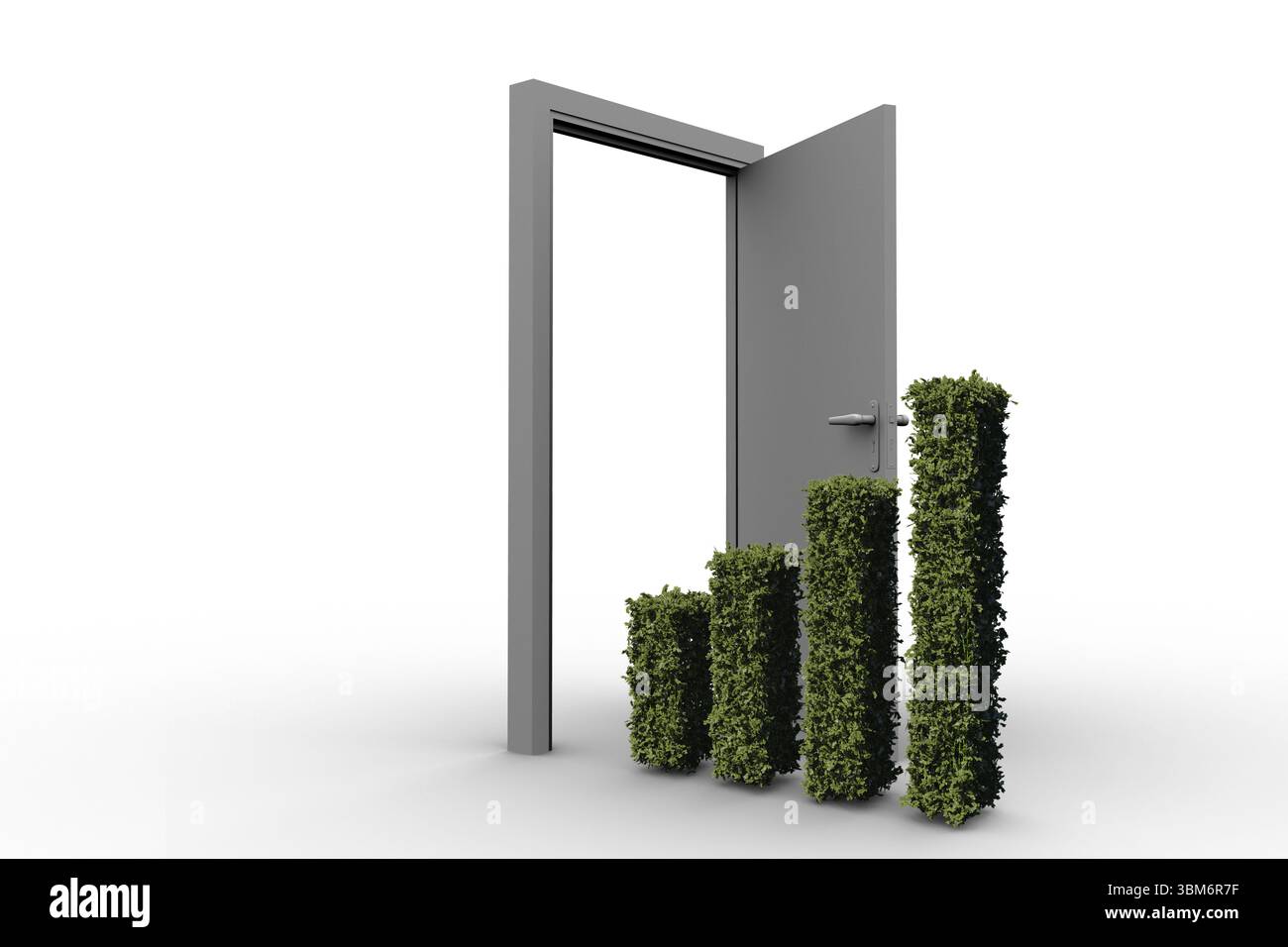 Topiary of bar graph at doorway Stock Photo - Alamy