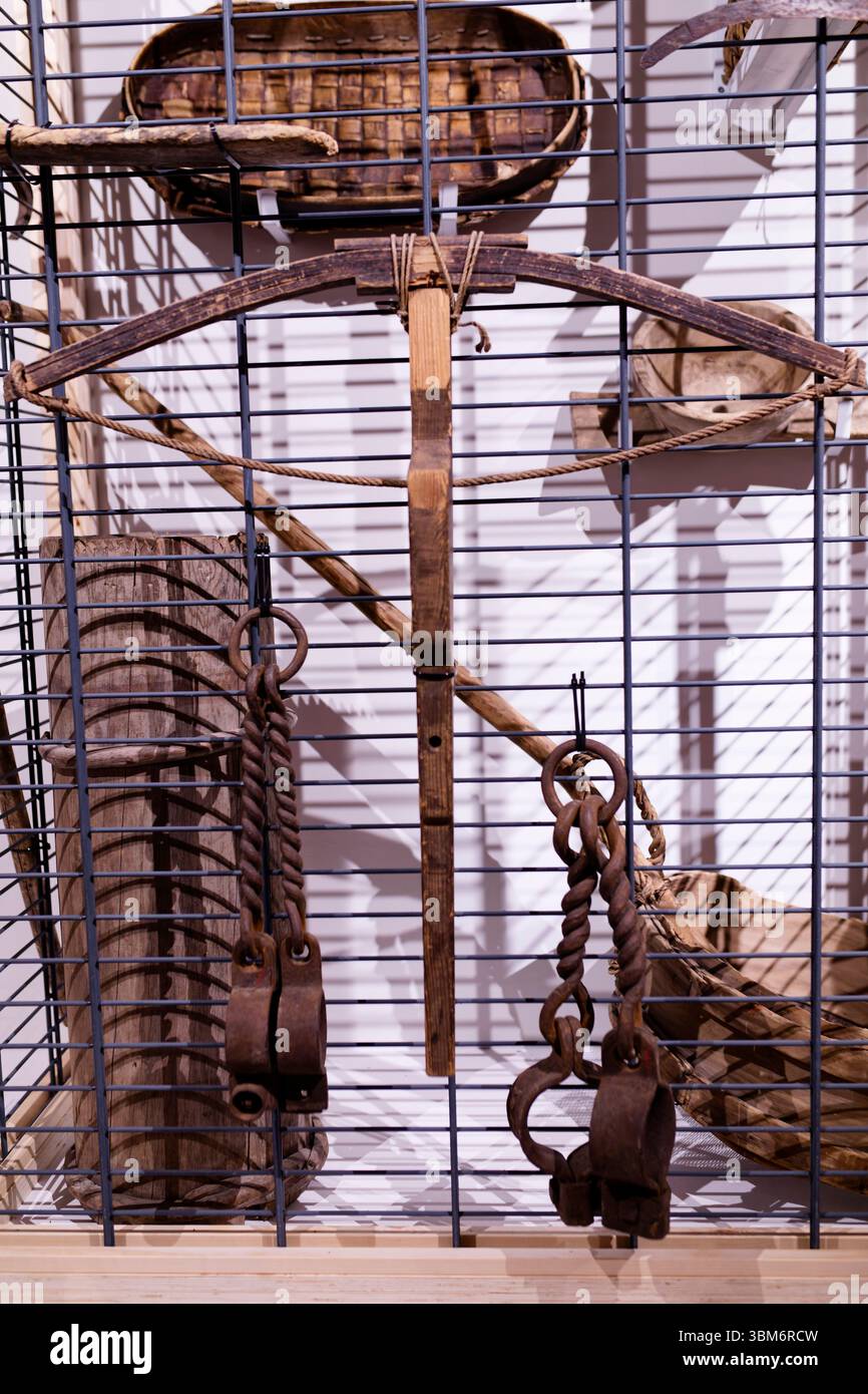 Traditional Finnish crossbow jalkajousi display at Riihisaari Museum ...