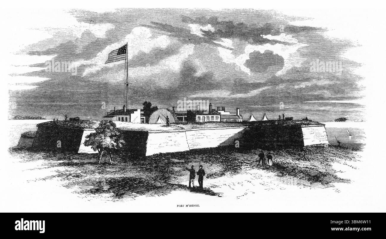 Engraving of Fort McHenry during the American Civil War Stock Photo - Alamy