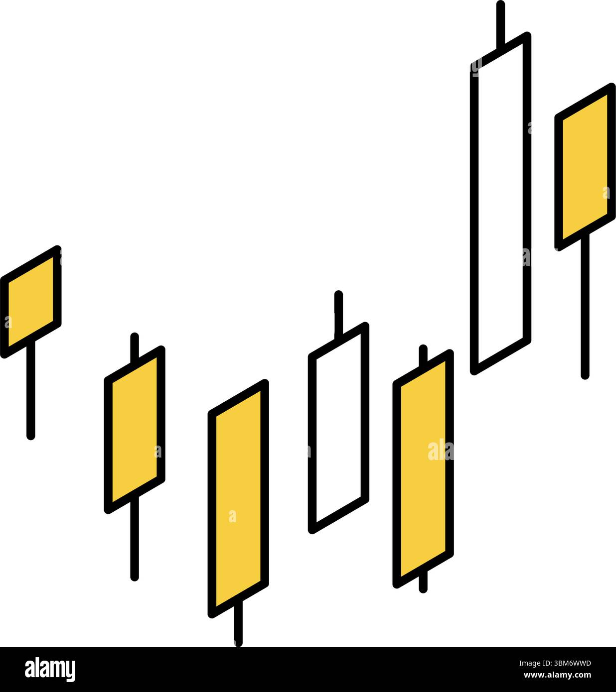 Candlestick chart for stock trading simple line drawing icon, isometric ...
