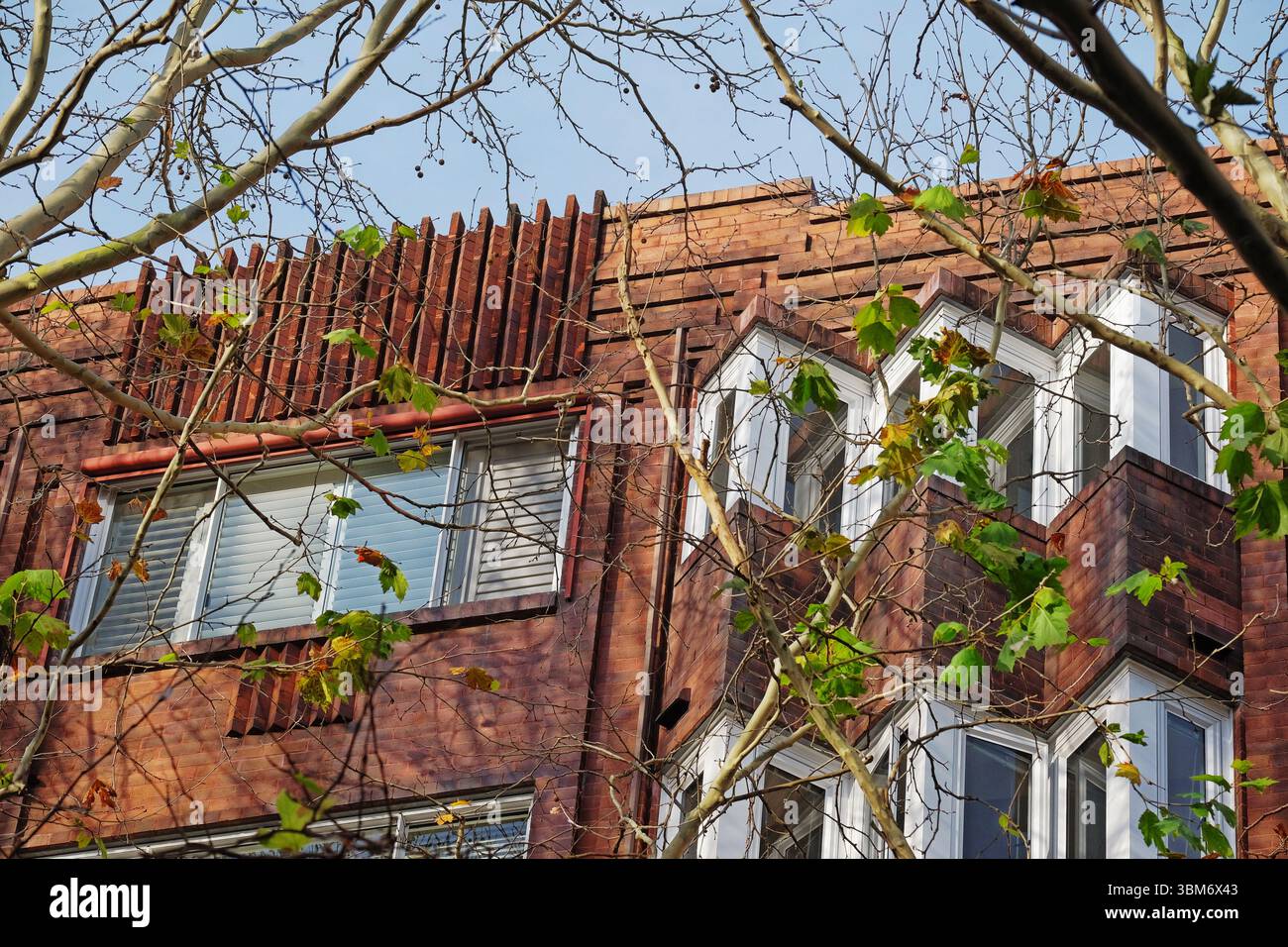 Art Deco Apartment Block 'Twenty' Zigzag parapet with a distinctive brick & white Chevron ...