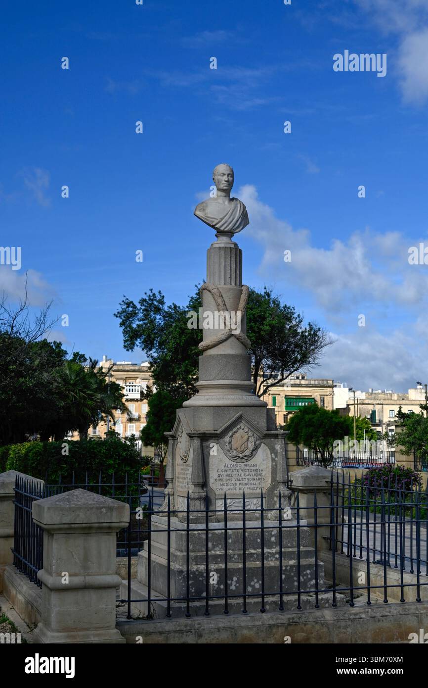 VALLETTA, MALTA - APRIL 18, 2025: Memorial bust of Dr Aloisio Pisani at ...