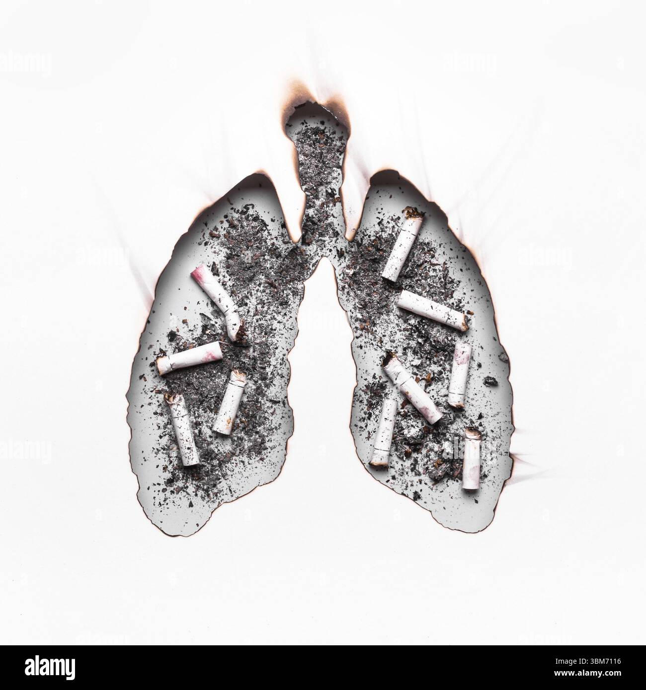May 31 World No Tobacco Day. Stop smoking concept. Burned light hole ...