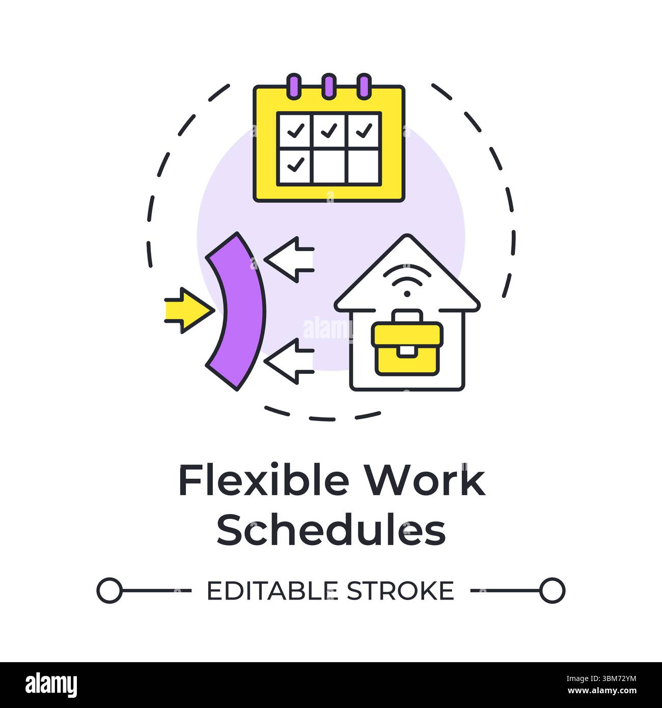 Flexible work schedules multi color concept icon Stock Vector Image ...