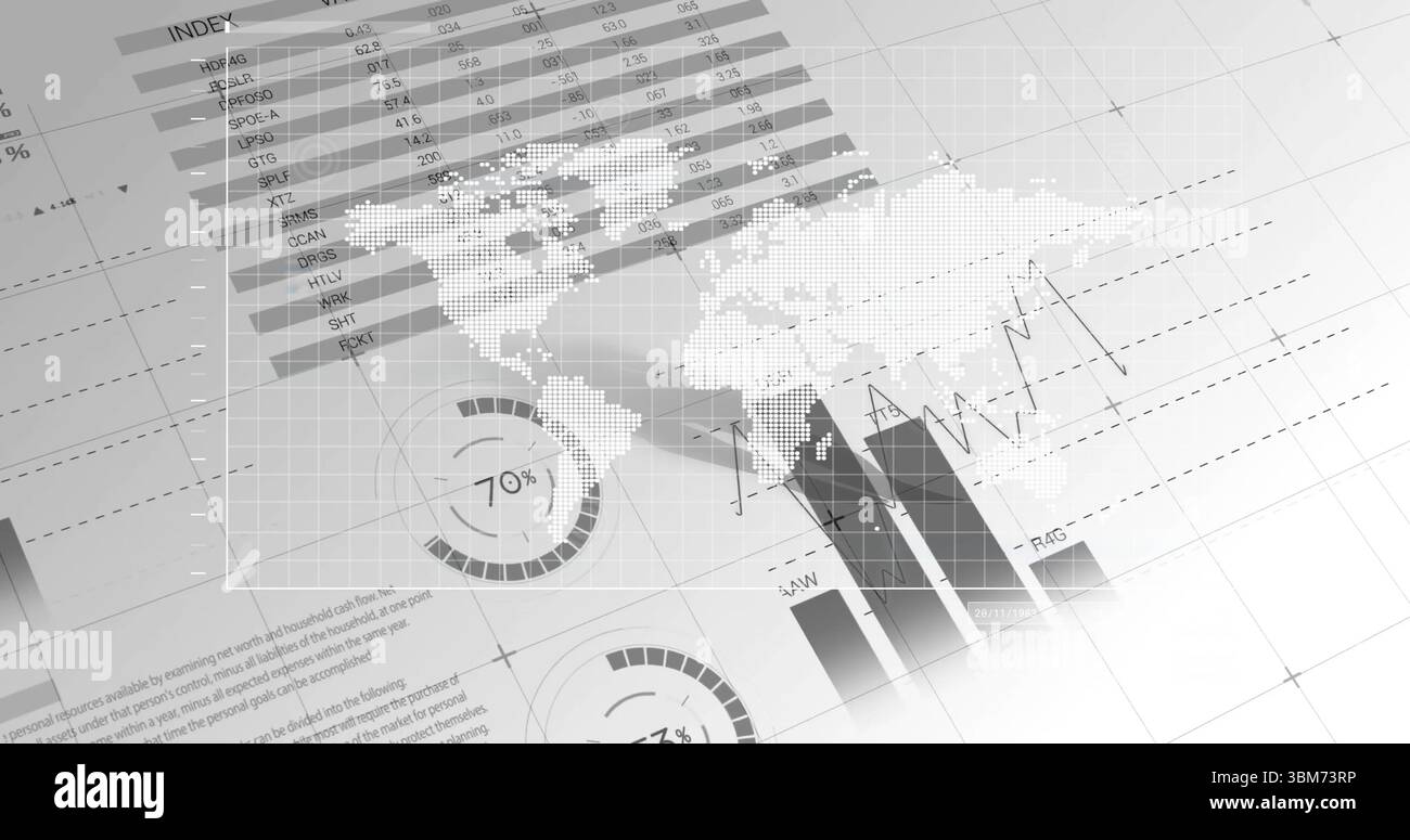 Displaying data visualization dashboard on screen, with world map ...