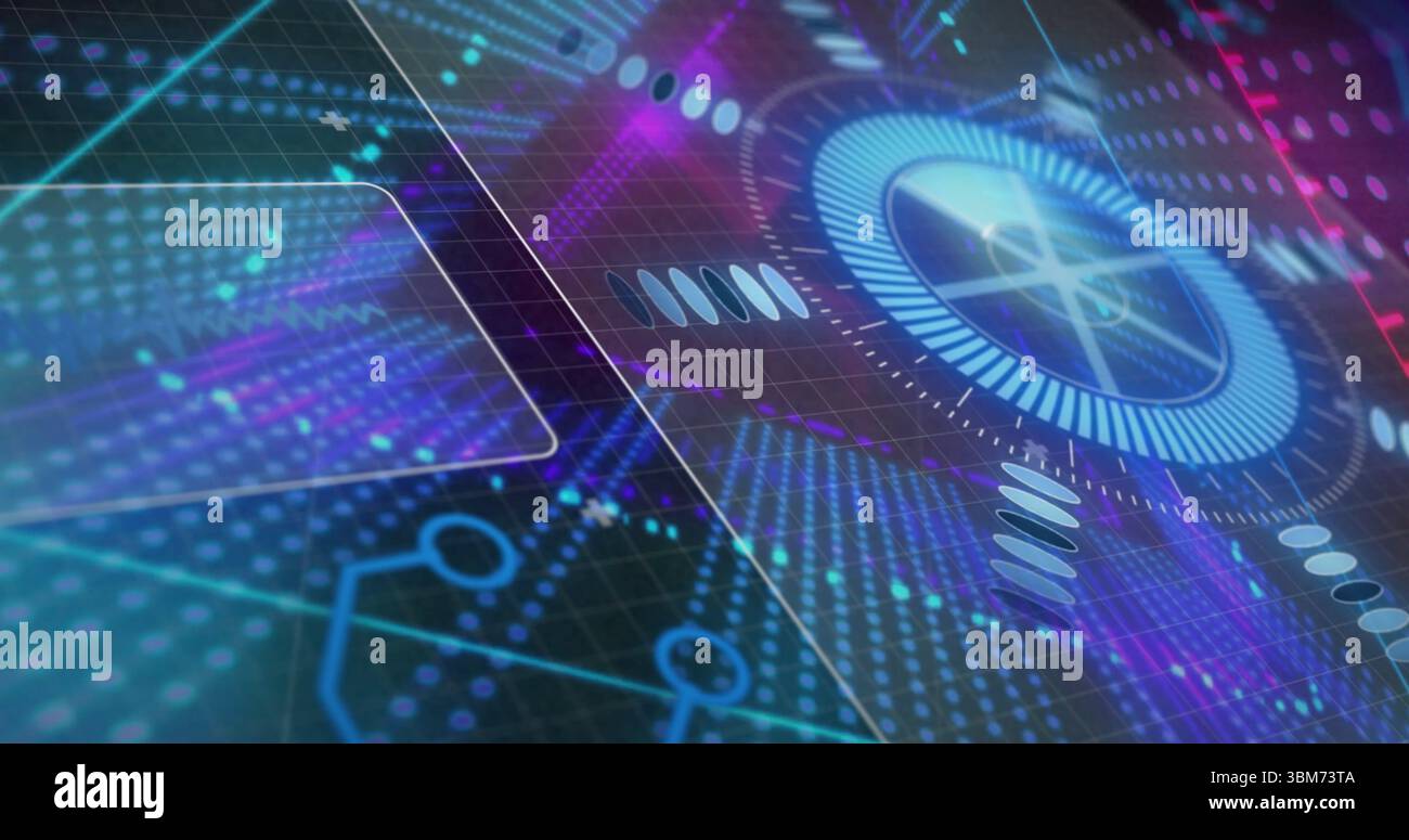 Rotating circular patterns glowing blue hi-res stock photography and images - Alamy