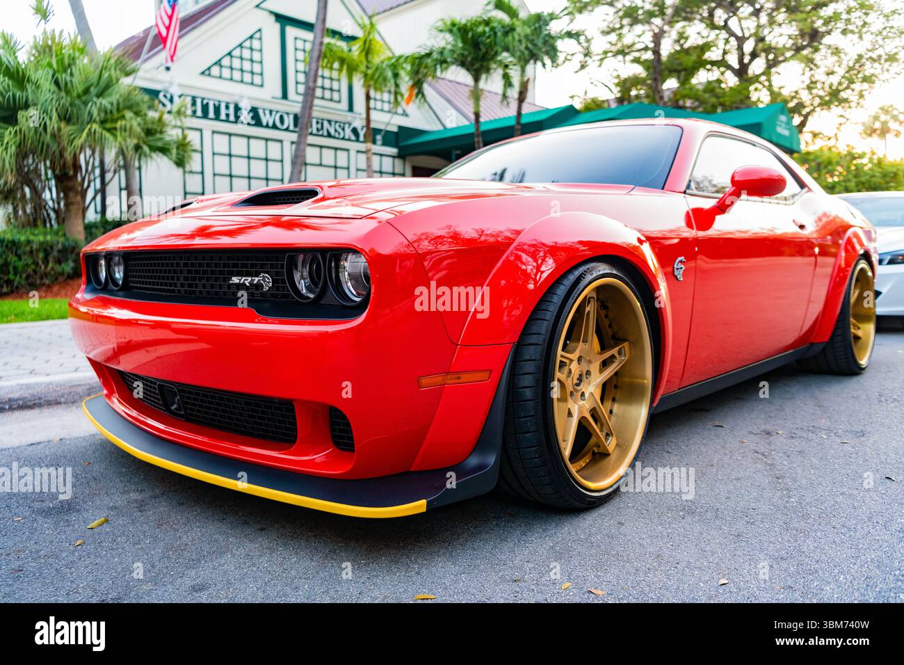 Miami, Florida, USA - April 13, 2025: Sport car Dodge Challenger SRT ...