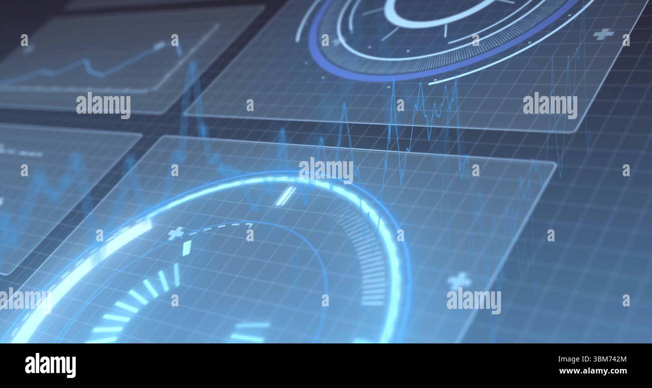 Displaying circular dial floating over perspective grid with tick marks ...