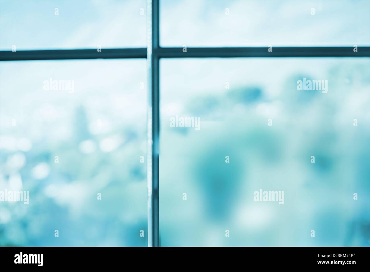 Abstract flat design window grid is showing dreamy blurred outdoor ...