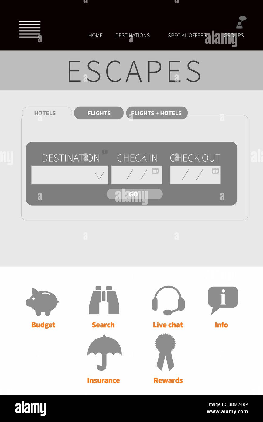 Web travel booking interface is showing flat design flight+hotels ...