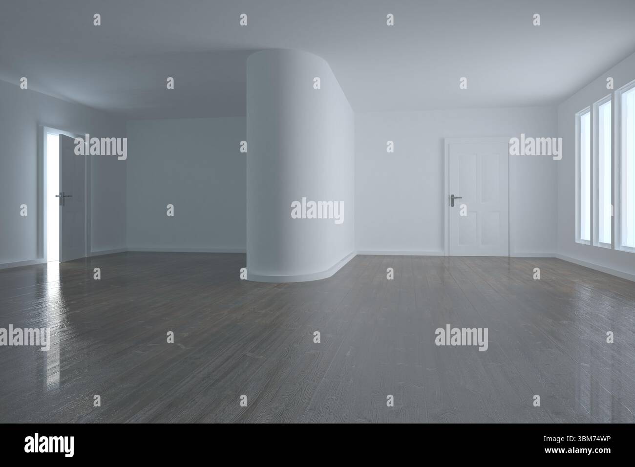 Bright room with two doors Stock Photo - Alamy
