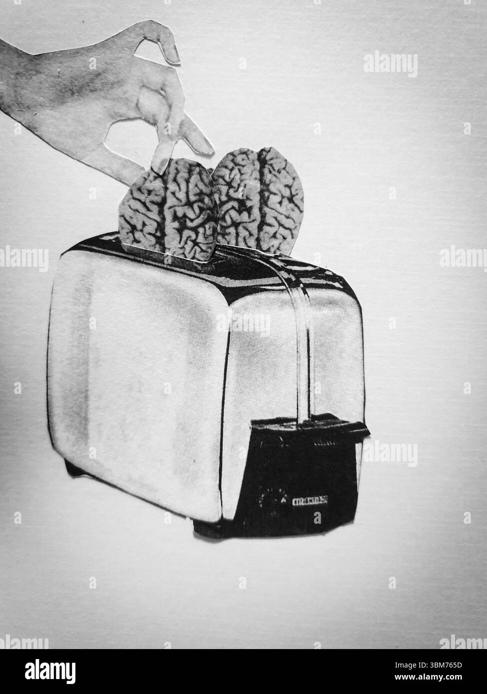 Hand putting brains into a toaster Stock Photo - Alamy