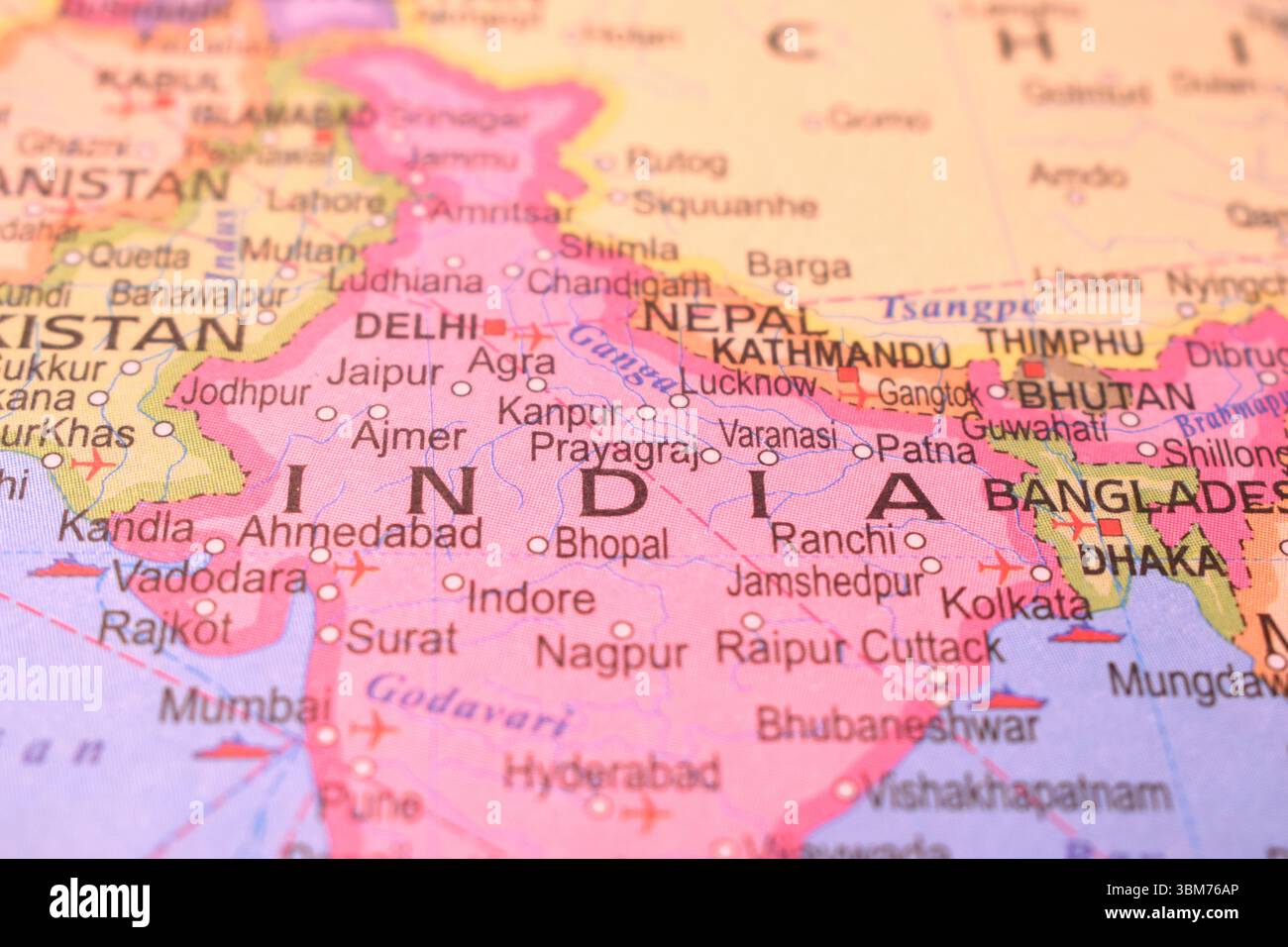 India Political Map Close Up Photograph With Defocused Background Image ...