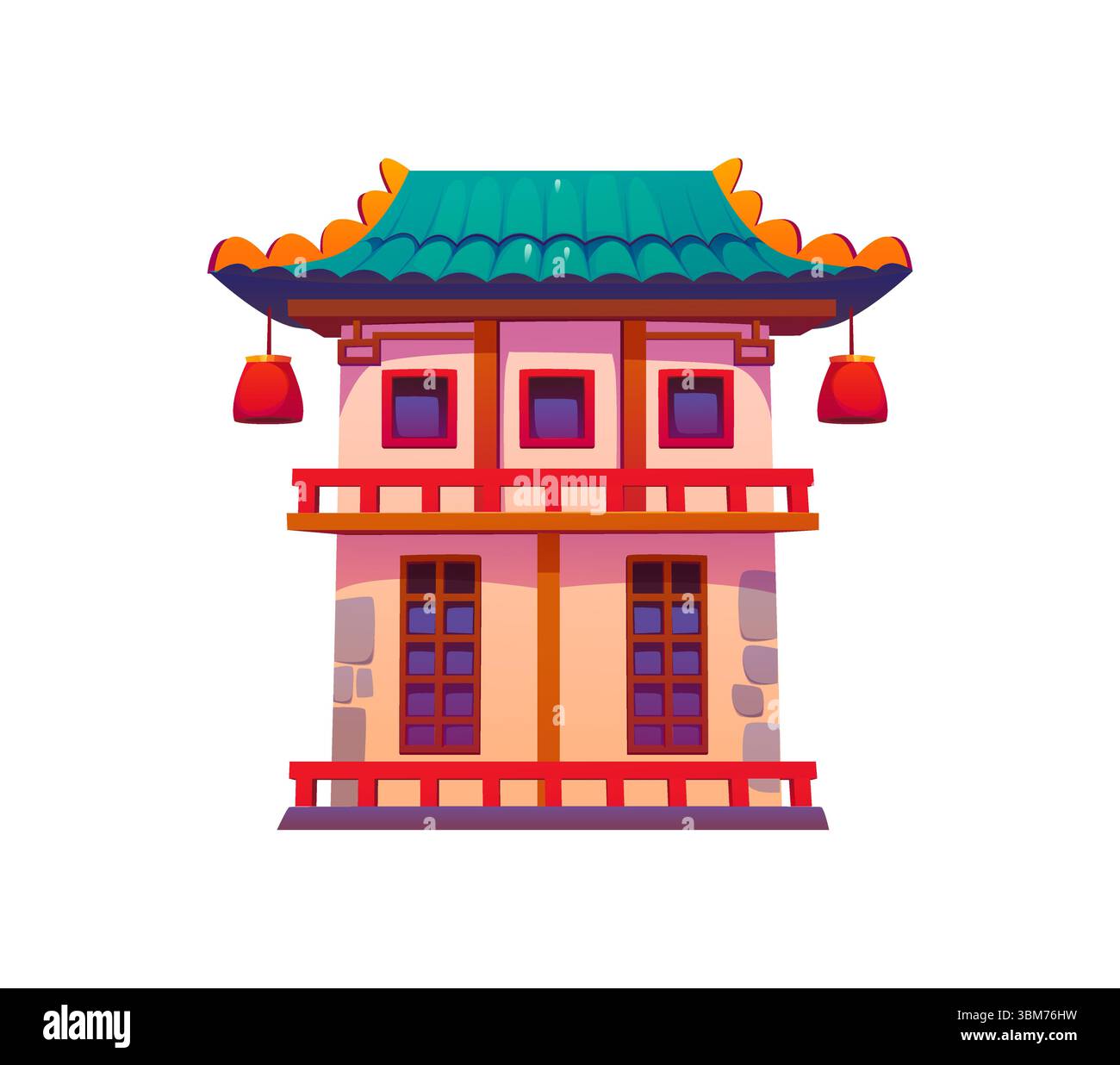 Cartoon Asian building of Chinatown house or temple pagoda, vector ...