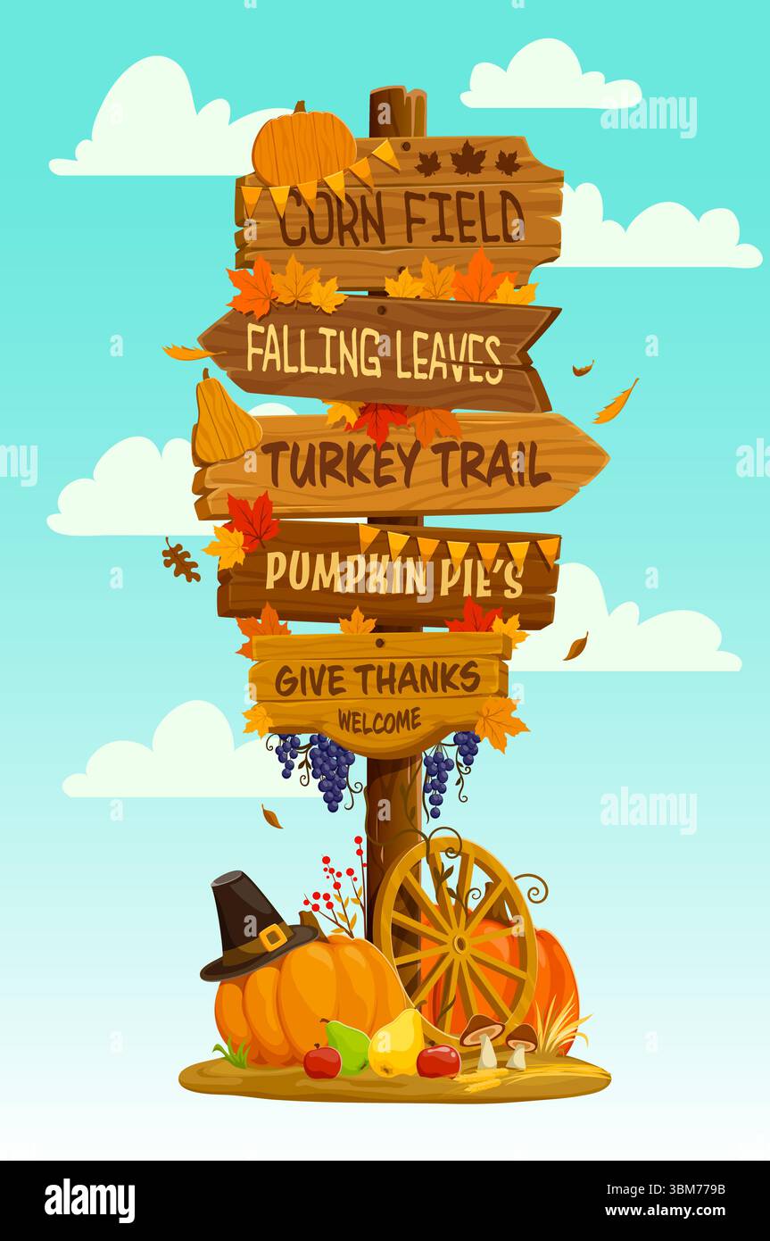 Thanksgiving harvest holiday wooden signboard with festive autumn ...