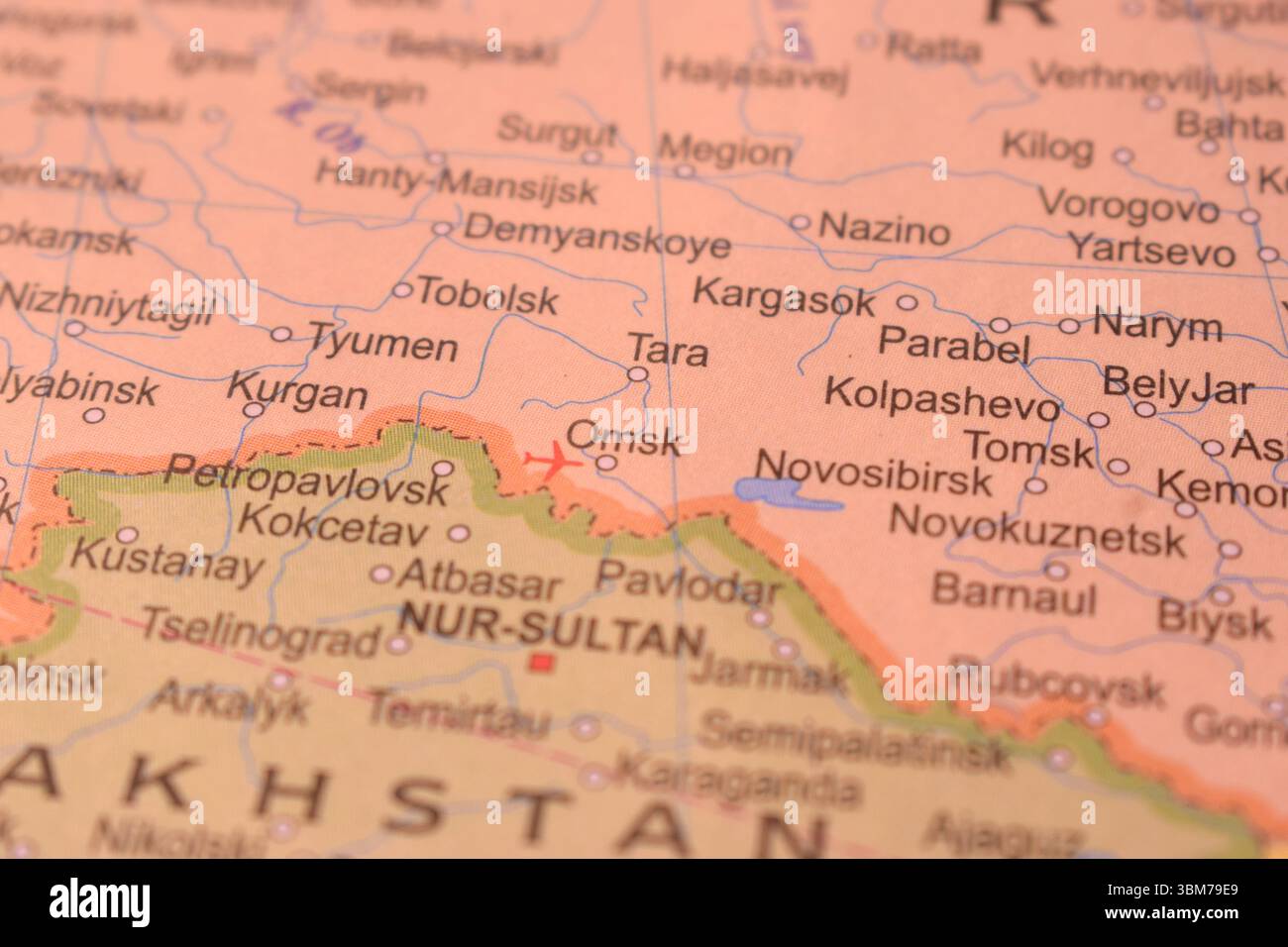 Tara City Of Russia Country Political Map Close Up With Background Blur ...