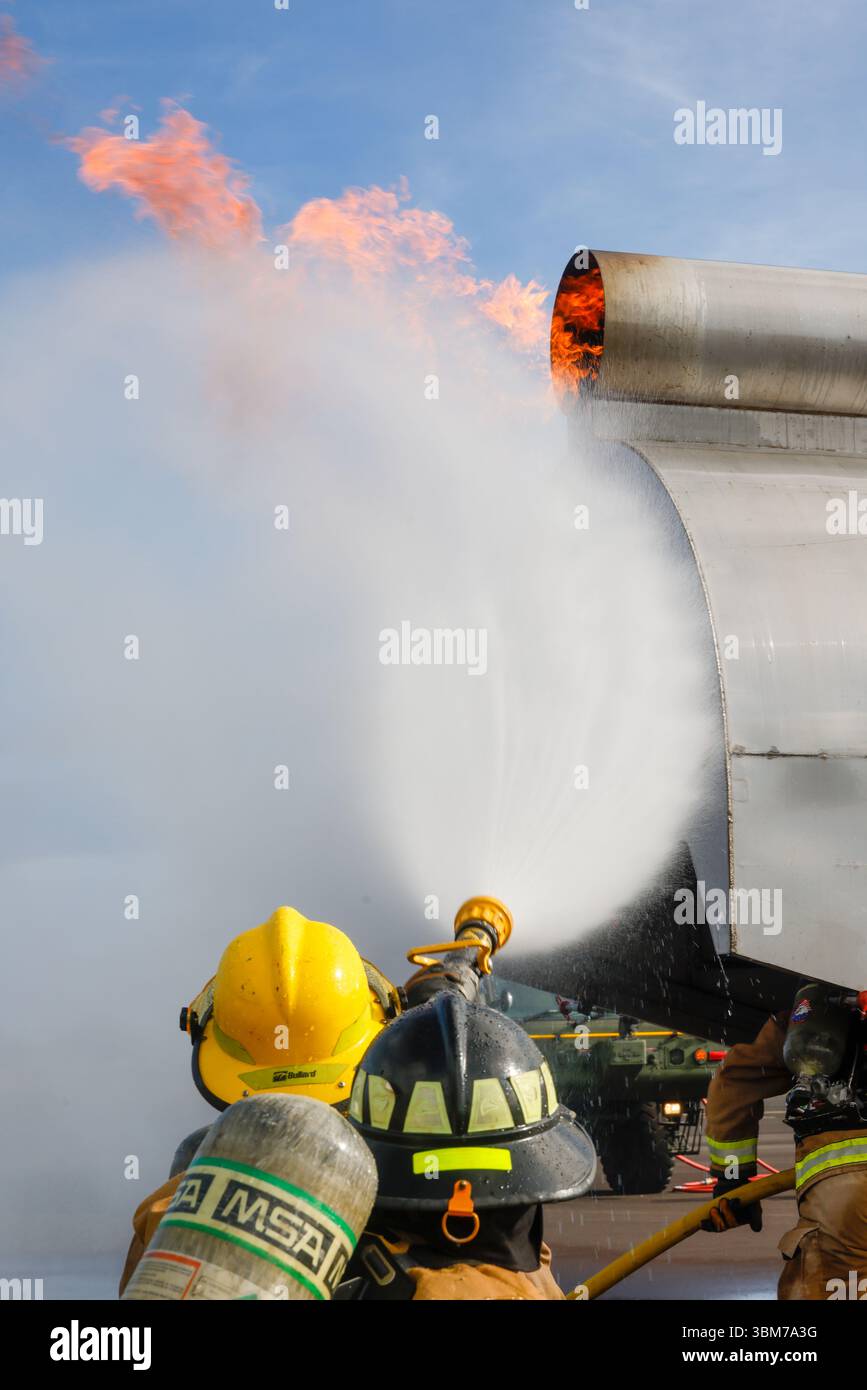 U.S. Marines with Aircraft Rescue and Firefighting (ARFF), Marine Wing ...