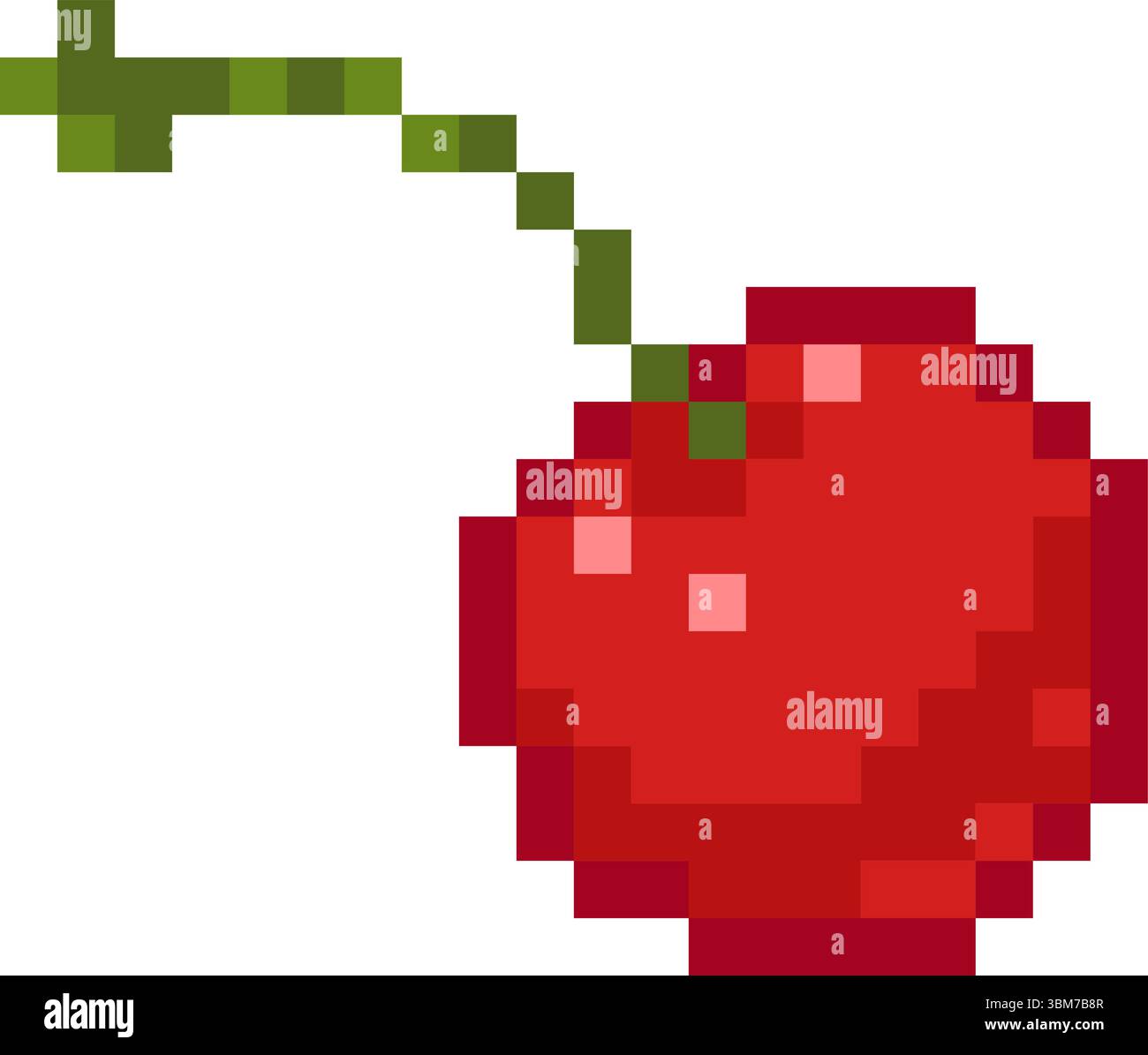Pixel art cherry with a green stem. Cute minimal design, perfect for ...