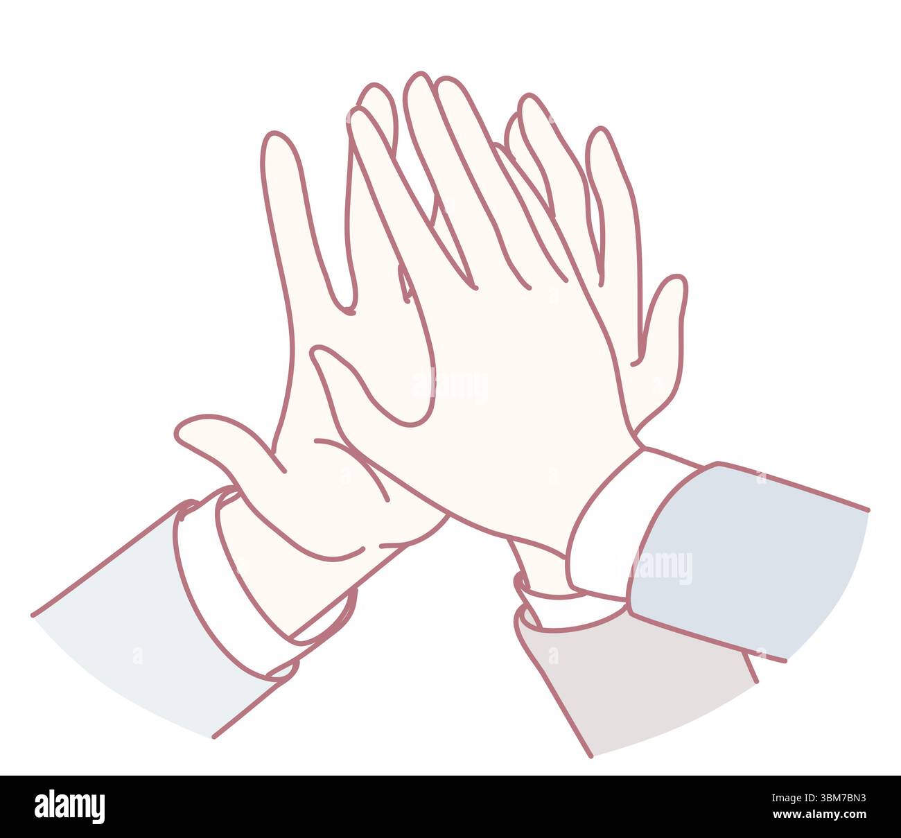 An illustration shows two hands joining in a beautiful gesture of ...