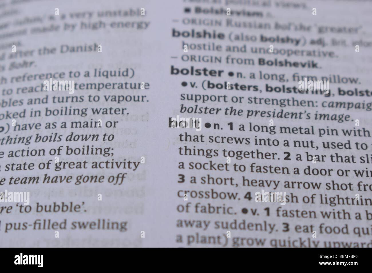 English Definition Dictionary Page Of Printed Word - Bolt Close Up ...