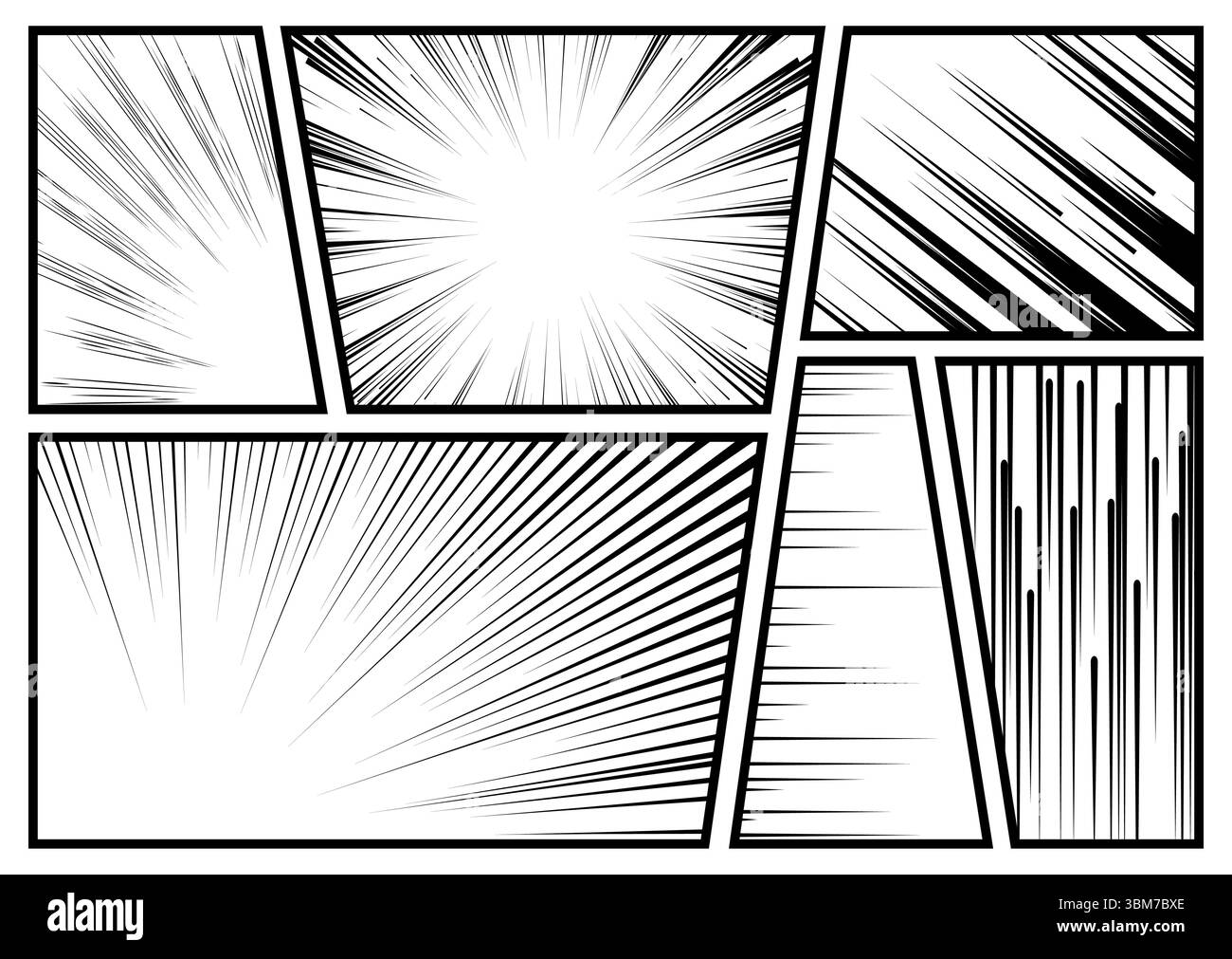 Comics book frames. Motion line effects, screentone page, superhero ...