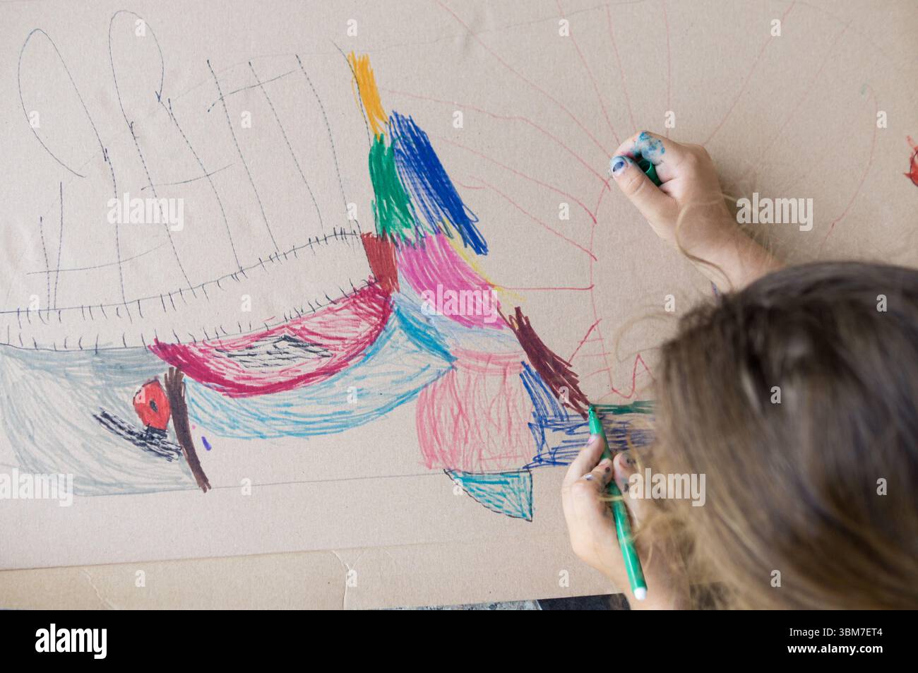 Child drawn on the return to school Stock Photo - Alamy