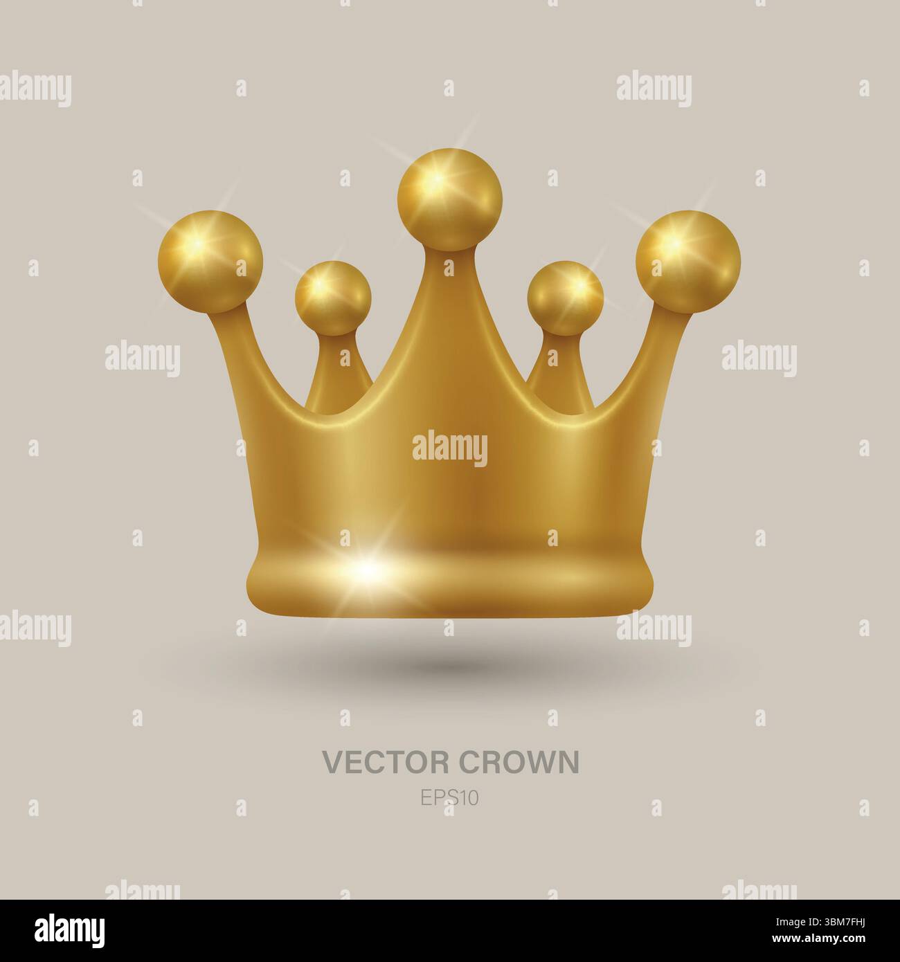 Golden Crown Vector Icon. Realistic Royal Crown Symbol for Luxury ...