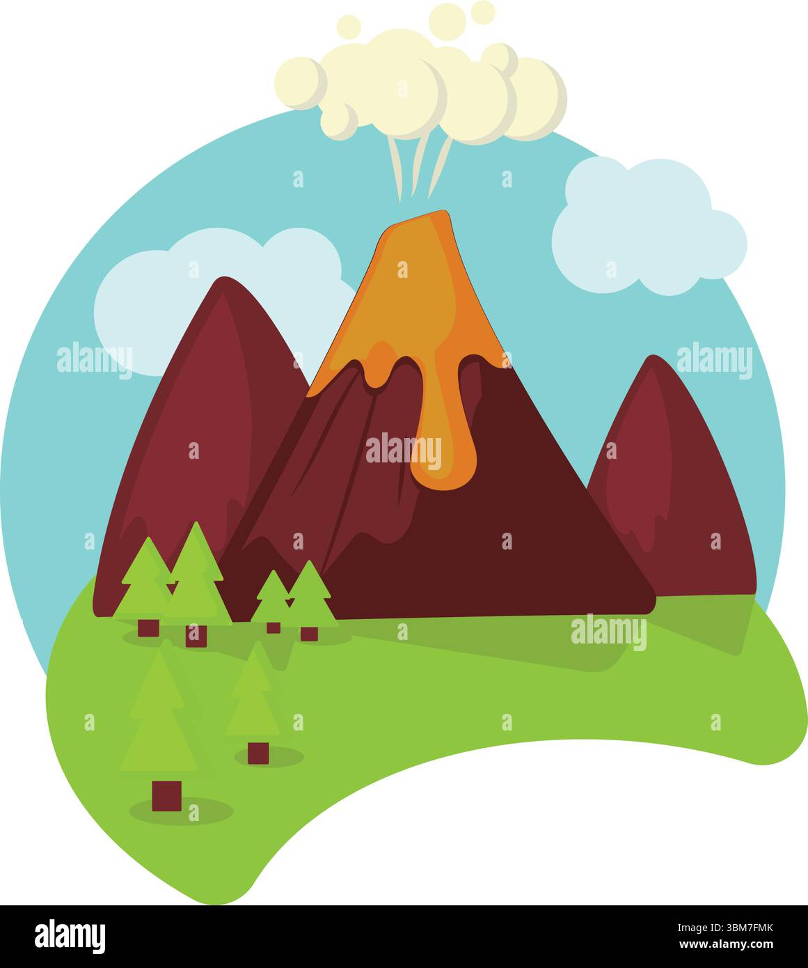 Volcano eruption vector cartoon nature scene icon Stock Vector Image ...