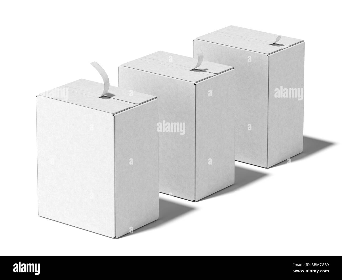 White Blank Box Packaging Mockup with Tear Strip Stock Photo - Alamy