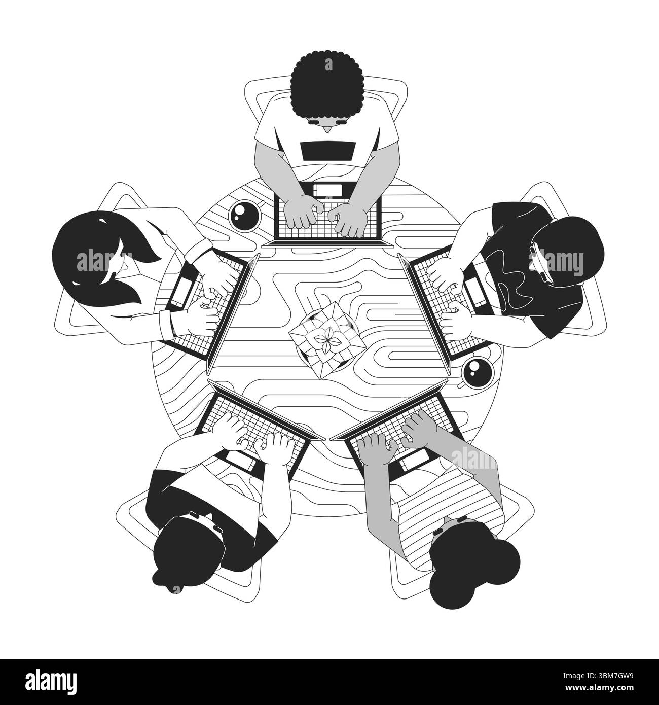 Hackathon programming group top view outline illustration Stock Vector Image & Art - Alamy