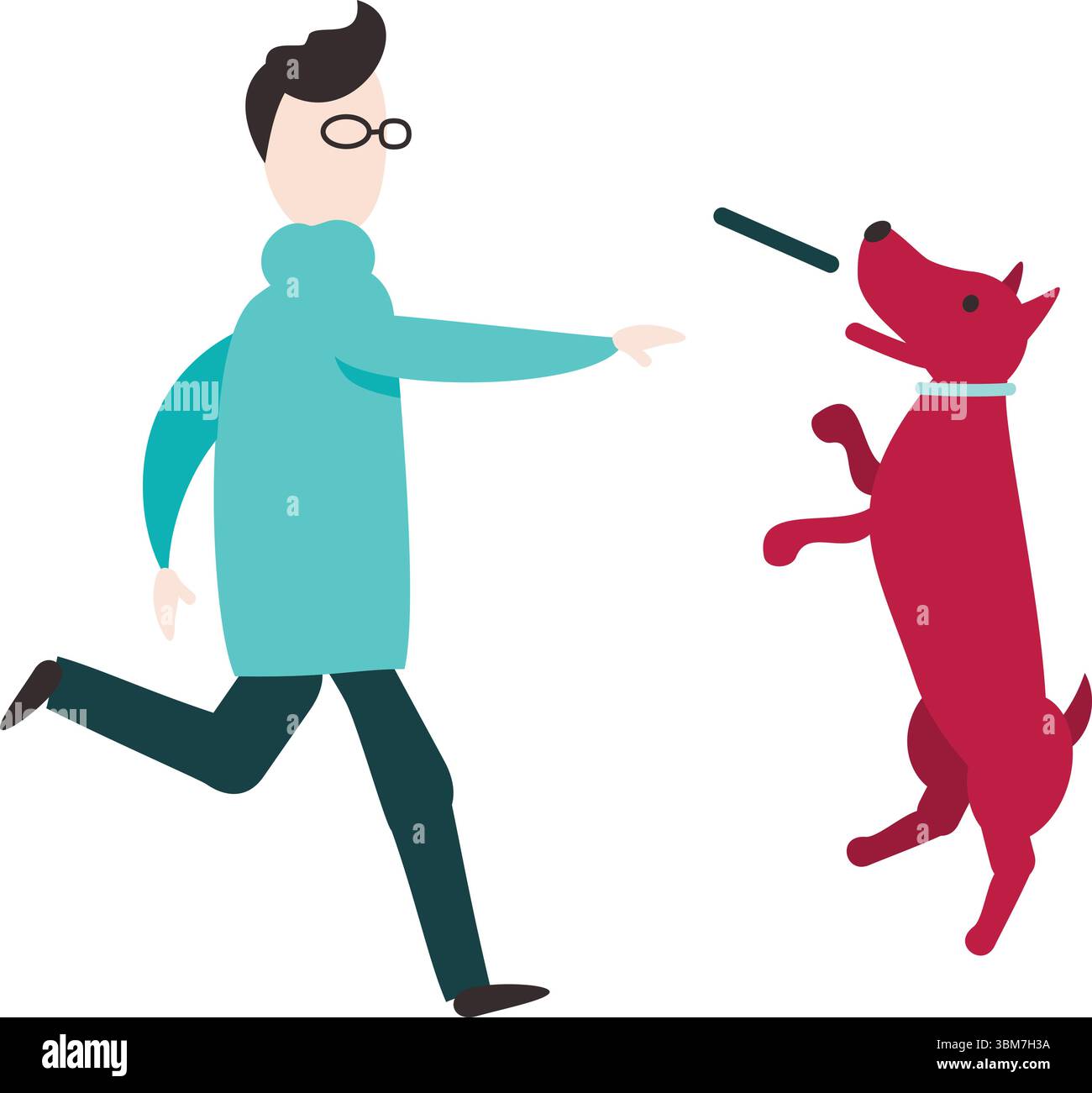 Male owner play dog Stock Vector Images - Alamy