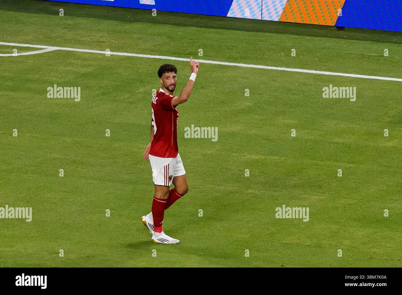 MIAMI GARDENS, FLORIDA - JUNE 14: Wessam Abou Ali of Al Ahly reacts during the FIFA Club World ...