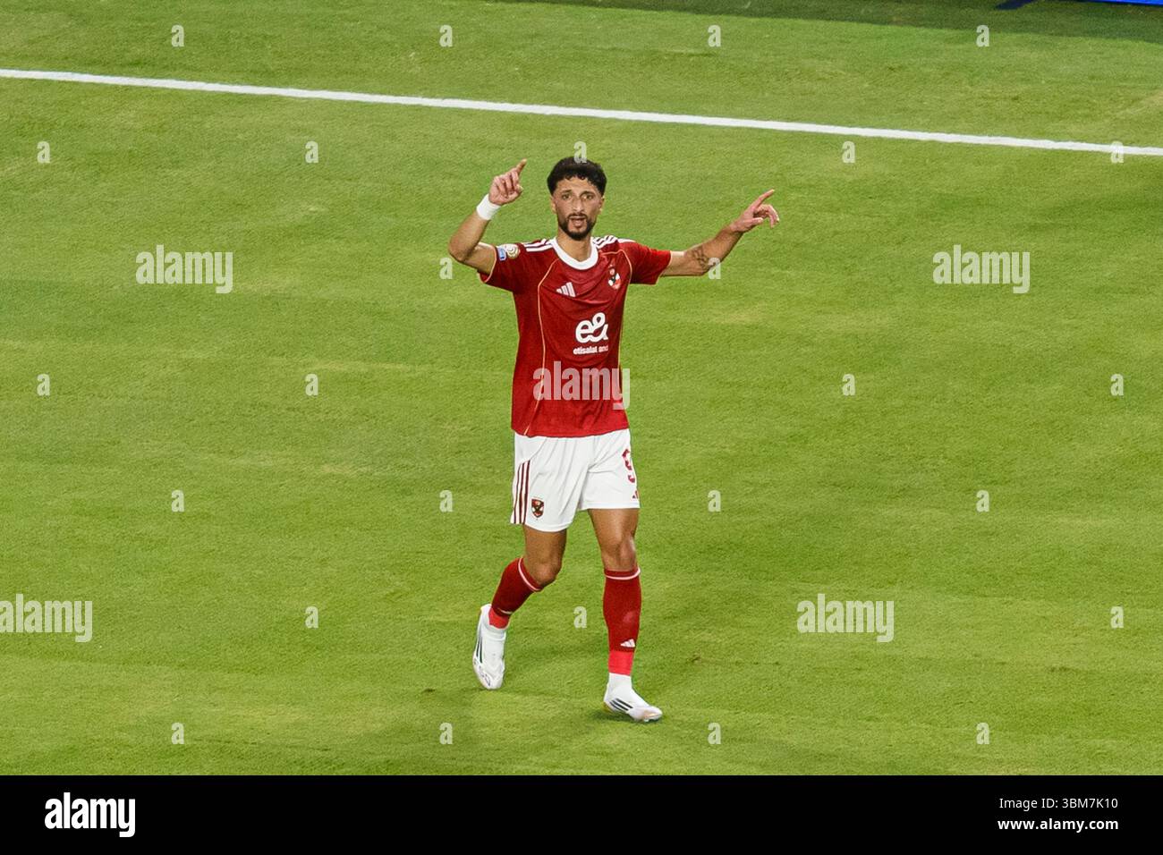 MIAMI GARDENS, FLORIDA - JUNE 14: Wessam Abou Ali of Al Ahly (L) reacts ...