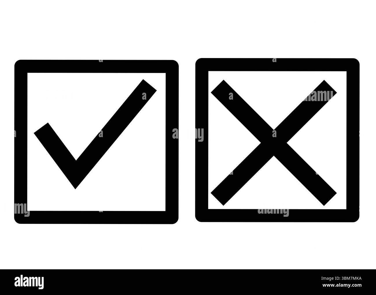 Check mark and red X mark symbols, representing choice and status Stock ...
