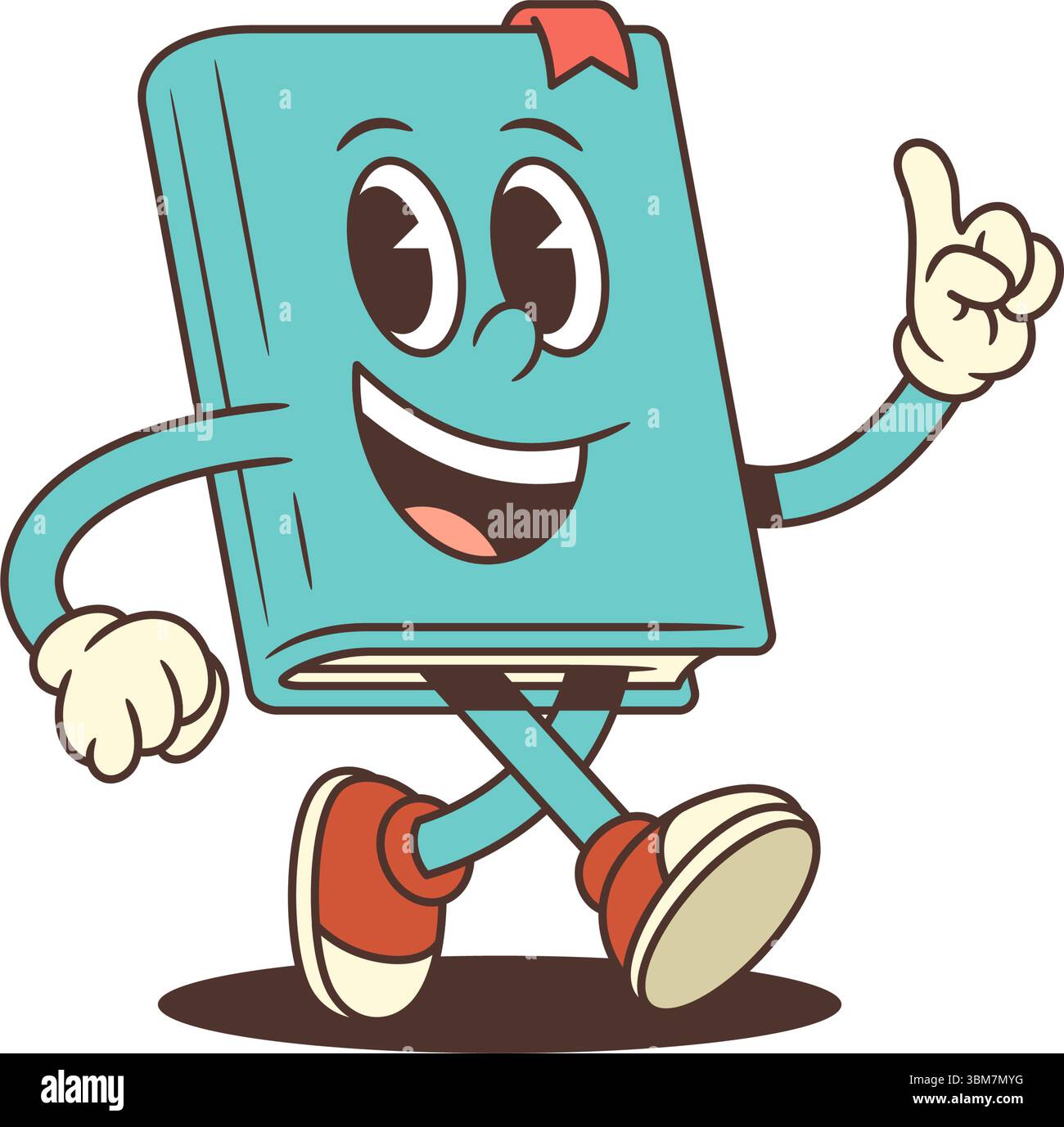 Blue cartoon book mascot cheerfully walking while showing thumbs up ...
