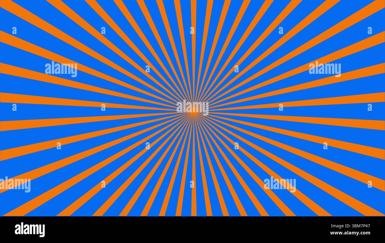 Abstract radial optical illusion with blue and orange concentric lines ...