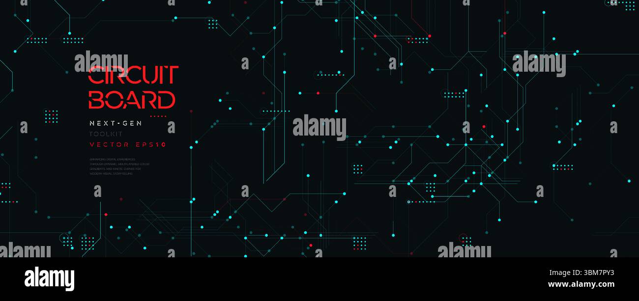 Futuristic Micro Circuit Board Background with Glowing Tech Lines and ...