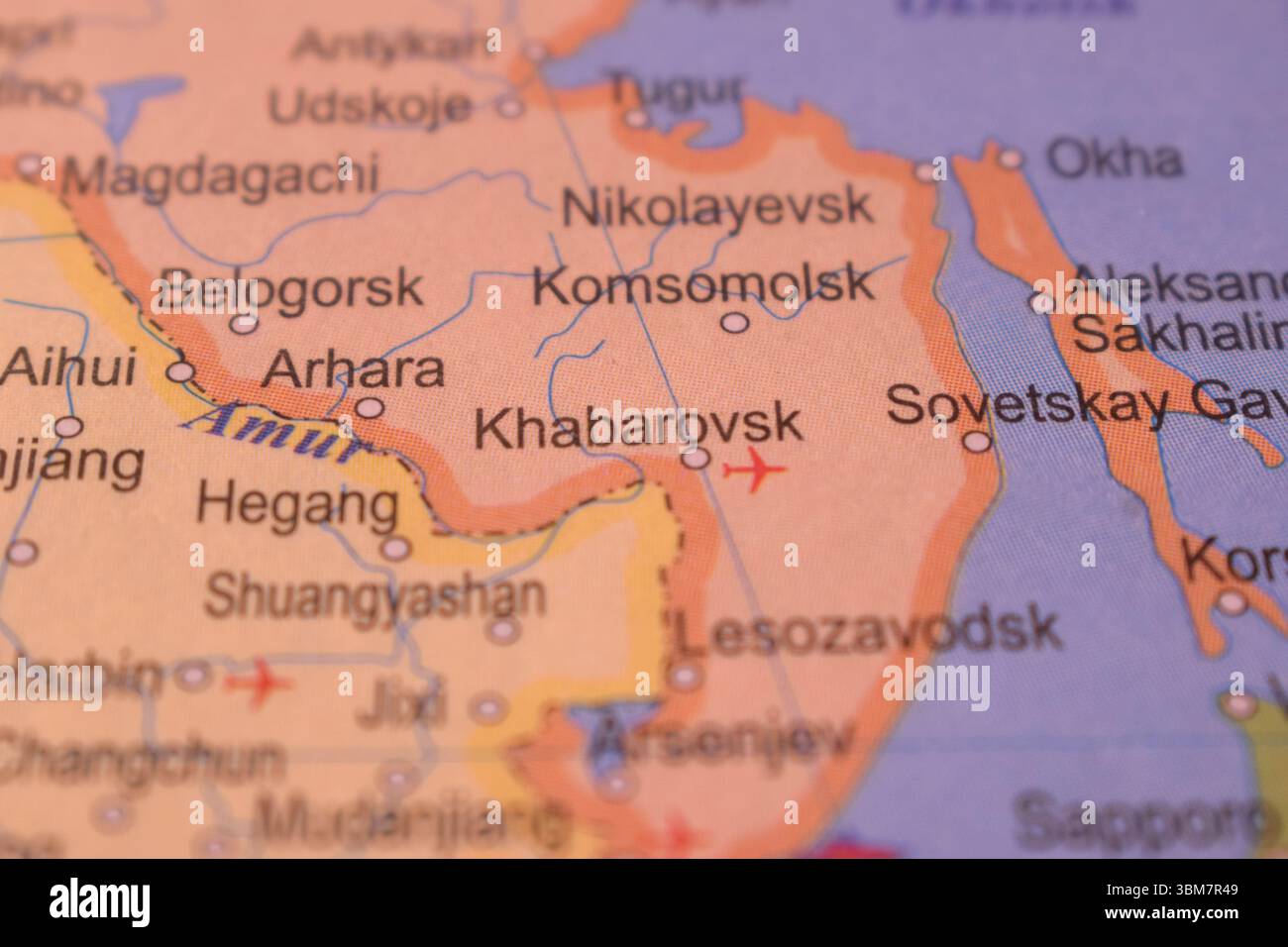 Khabarovsk Russia Country Political Map Close Up With Background Blur ...
