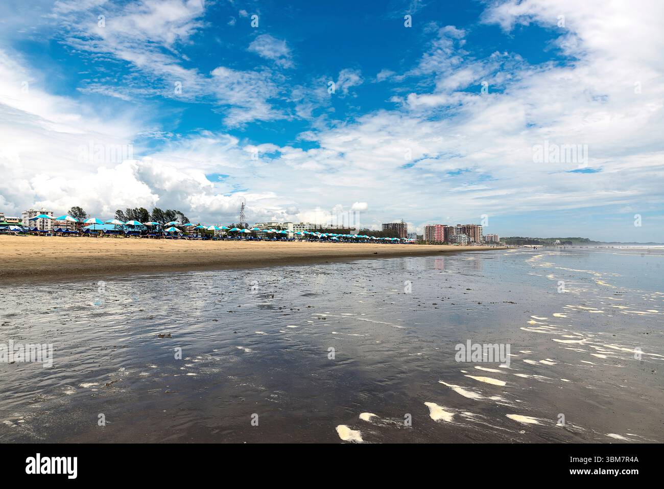 A picturesque coastal view from Cox’s Bazar, Bangladesh, features a ...