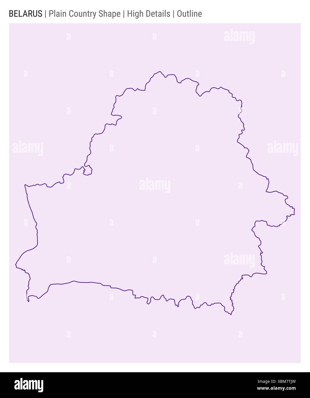 Belarus plain country map. High Details. Outline style. Shape of ...