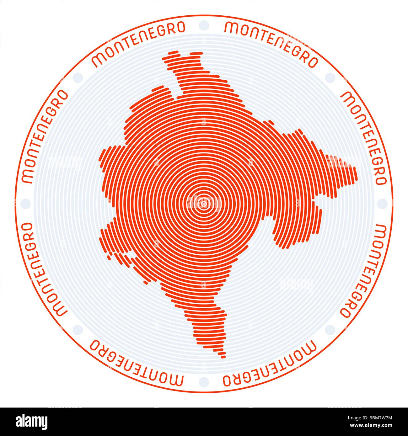 Montenegro round logo design. Country shape build of rings. Montenegro ...