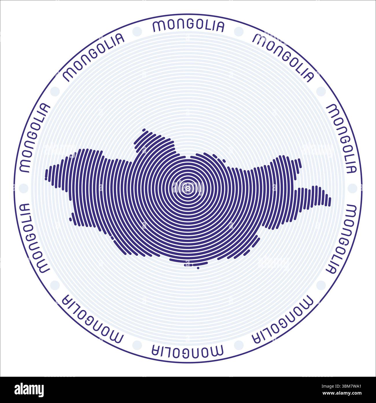 Mongolia round logo design. Country shape build of rings. Mongolia text ...