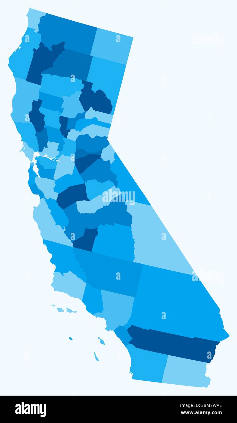 Map of California with counties. Simple state border map with county ...