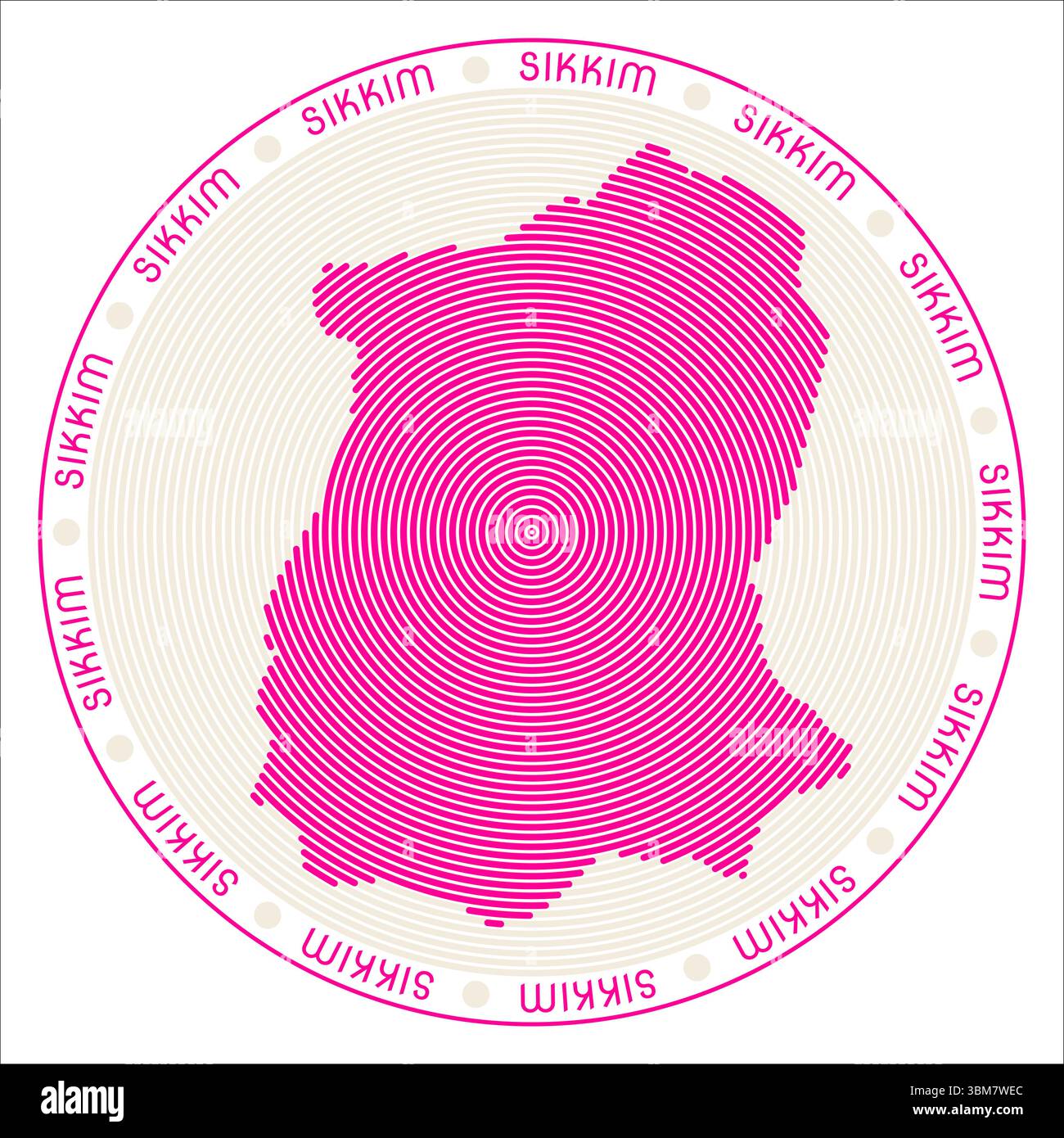 Sikkim round logo design. State shape built of rings. Sikkim text ...