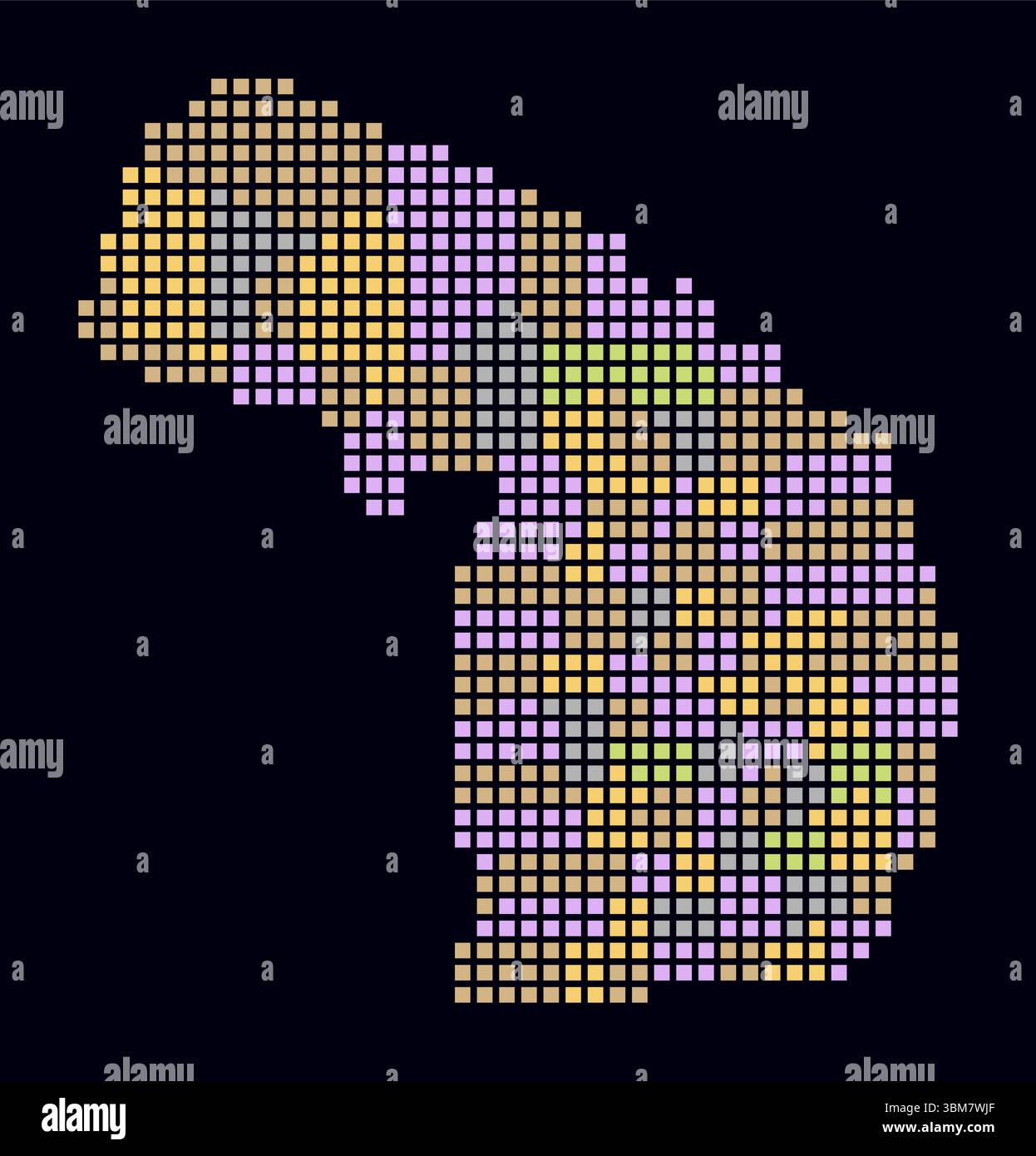 Michigan dotted map. Digital style map of the state on dark background ...