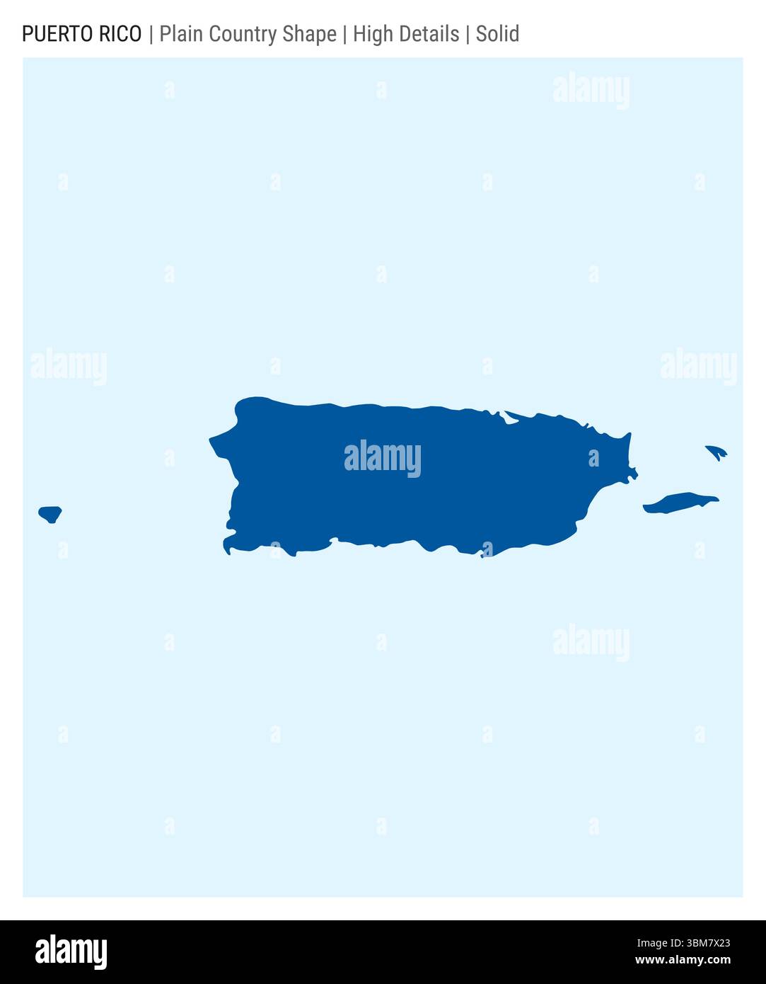 Puerto Rico plain country map. High details. Solid style. Shape of Puerto Rico. Vector ...